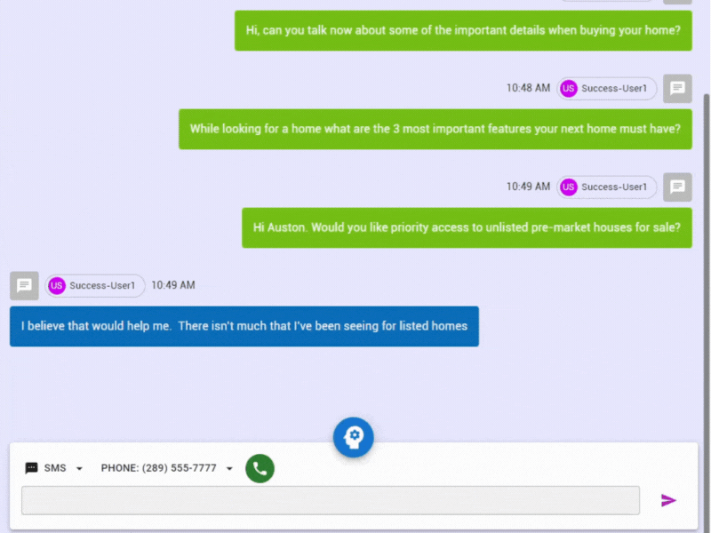 StayInContact AI - Quick Response example - SuccessWebsite Solutions